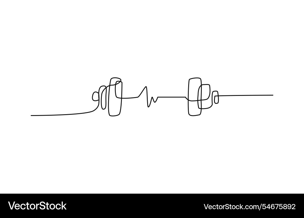 Barbell one single line drawing Royalty Free Vector Image