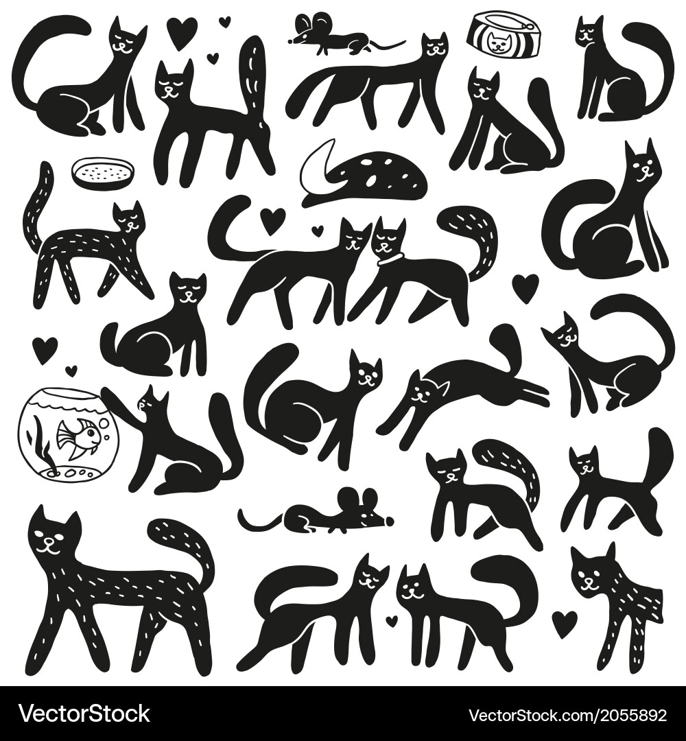 Cats - doodles set Royalty Free Vector Image - VectorStock