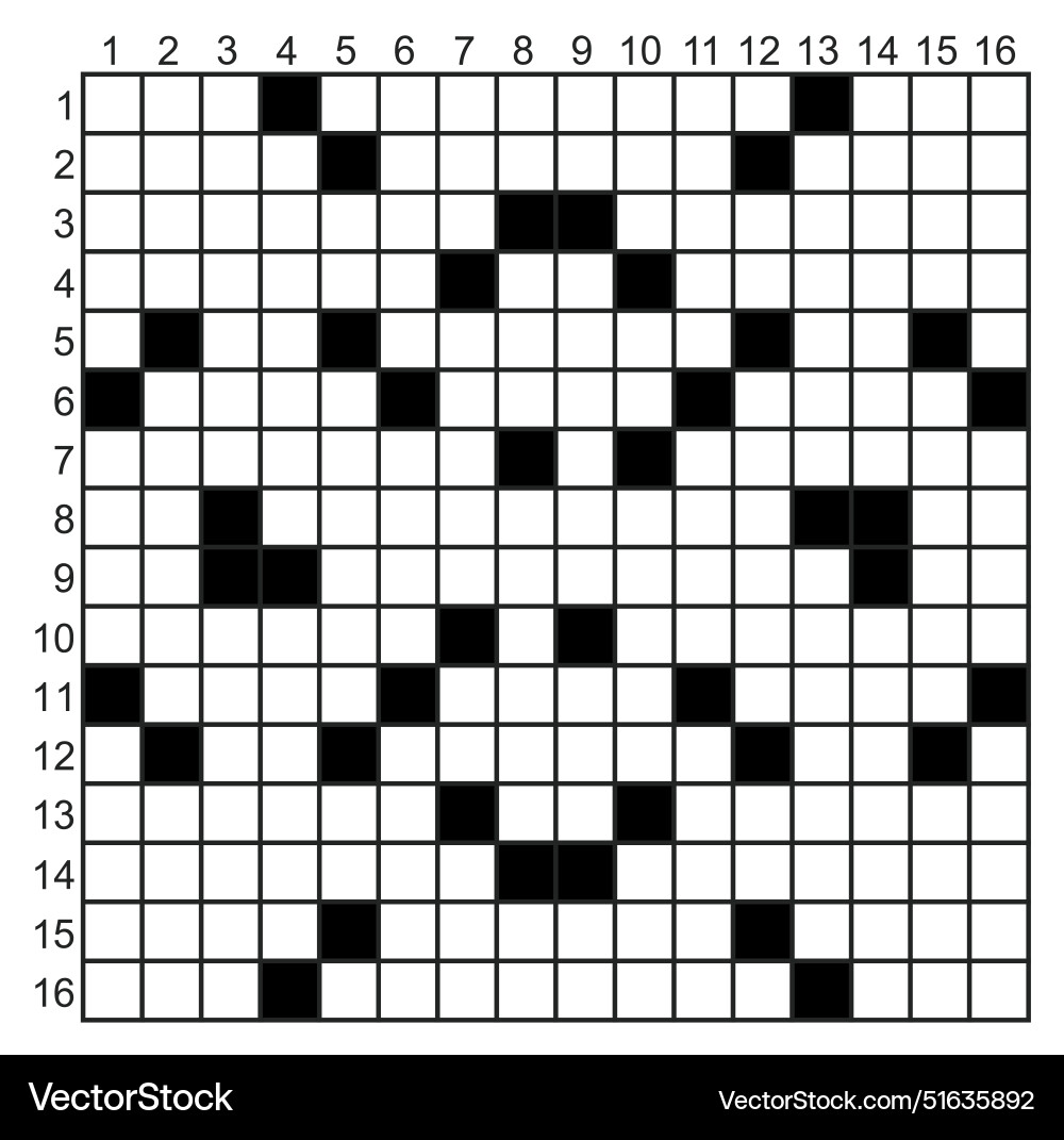Empty crossword grid card puzzle Royalty Free Vector Image