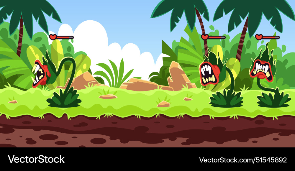 Game location with plant monsters scary alien Vector Image