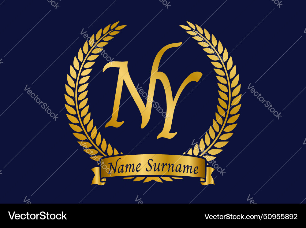 Initial letter n and y ny monogram logo design Vector Image