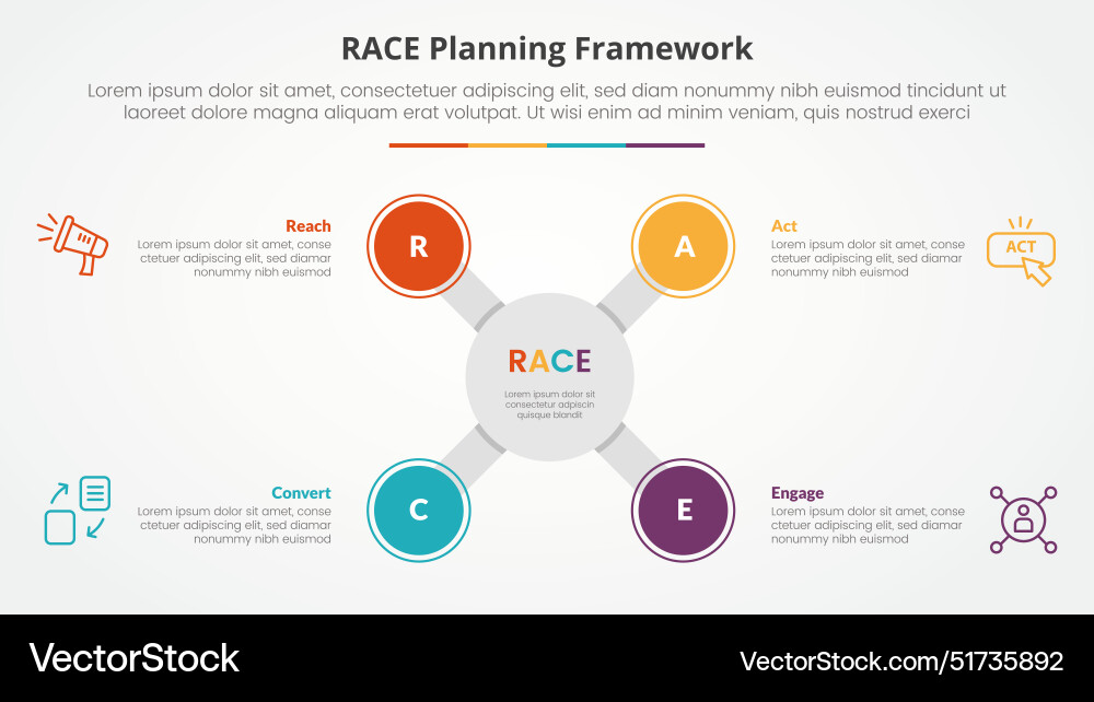 Race framework infographic concept for slide Vector Image