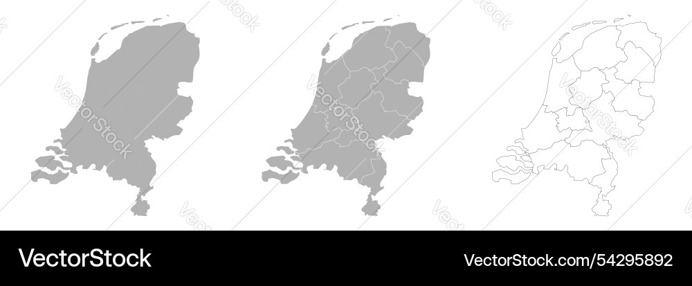 Set of netherlands maps with main map Royalty Free Vector