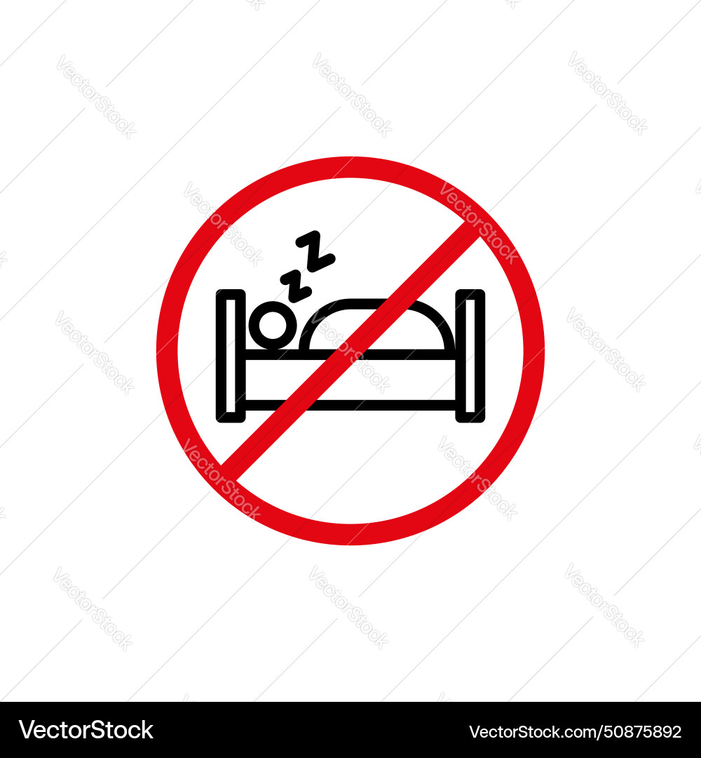Sleepover ban sign icon set rest warning Vector Image