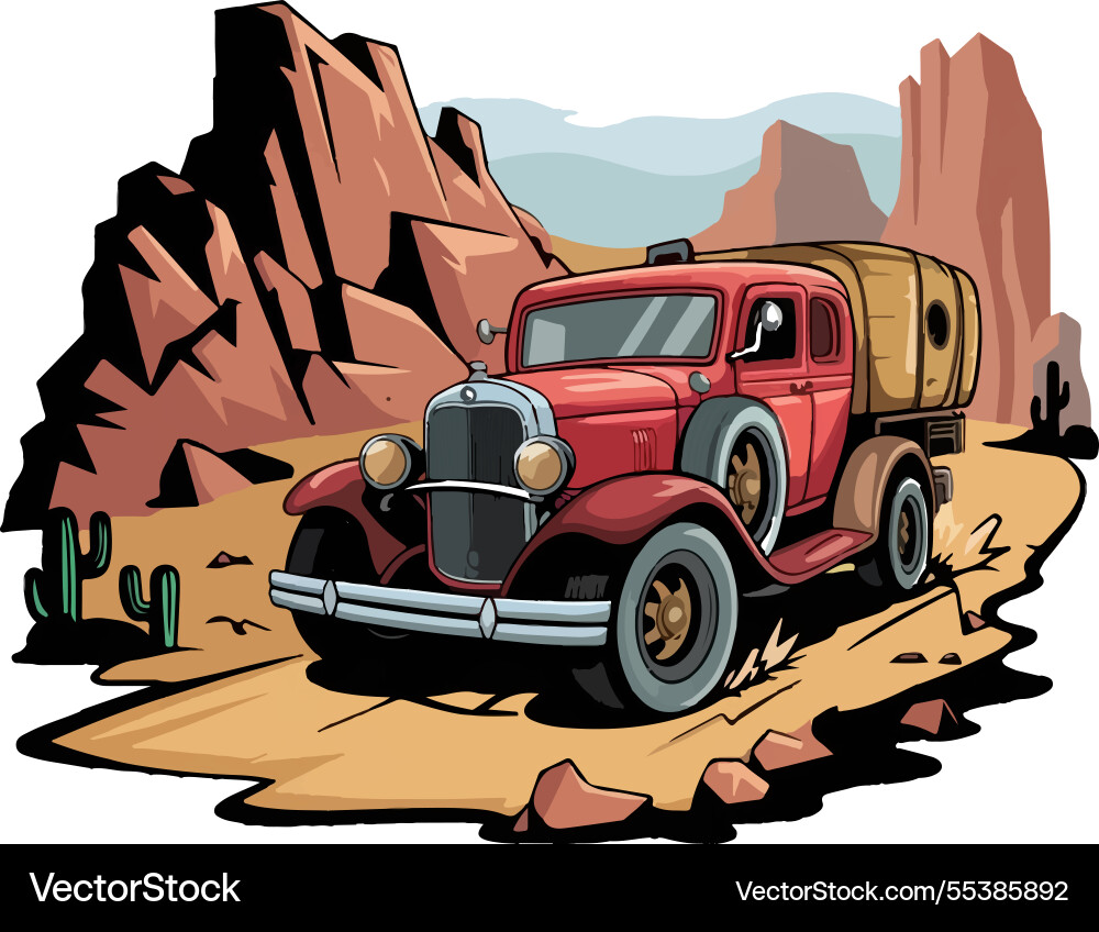 Vintage classic car sticker Royalty Free Vector Image