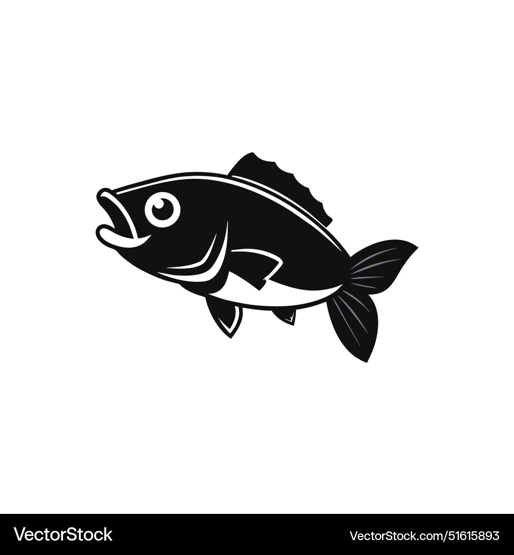 Black bass fish learns icon Royalty Free Vector Image