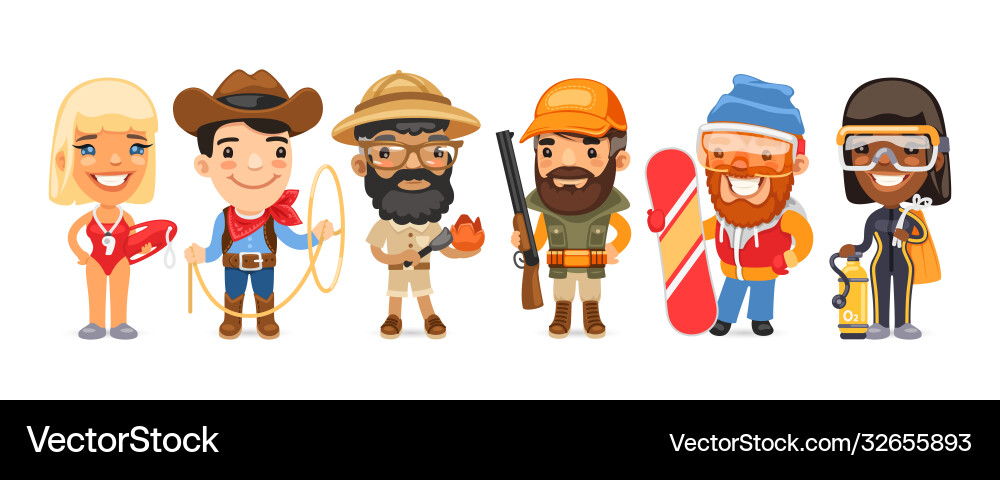 Cartoon worker characters with different Vector Image