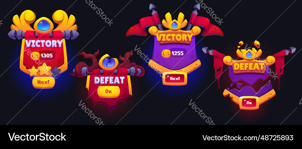Game winner ui icon for victory and defeat button Vector Image