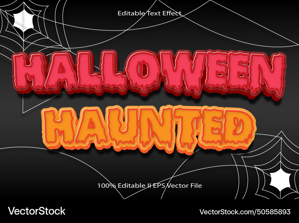 Halloween haunted editable text effect 3d emboss Vector Image