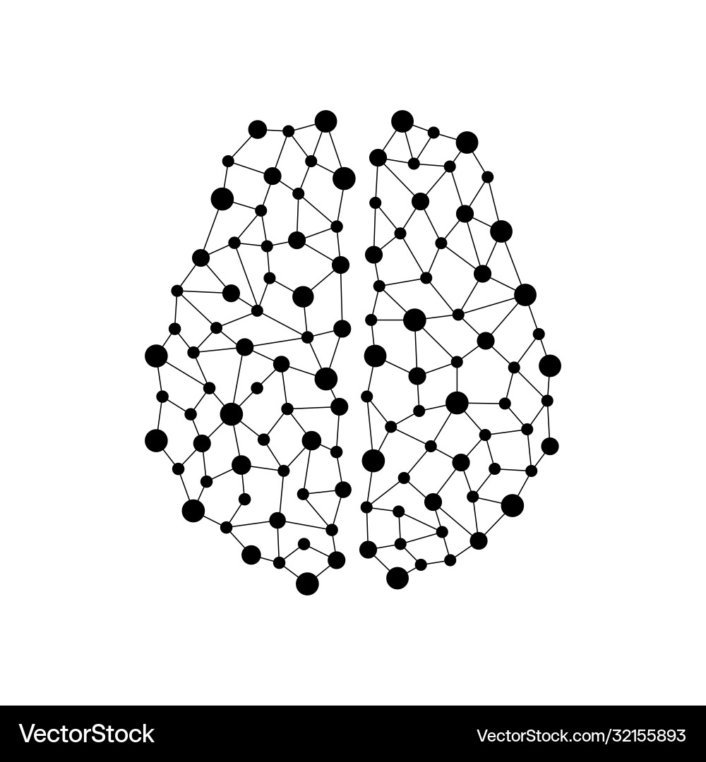 Human brain from nodes and connections as a symbol