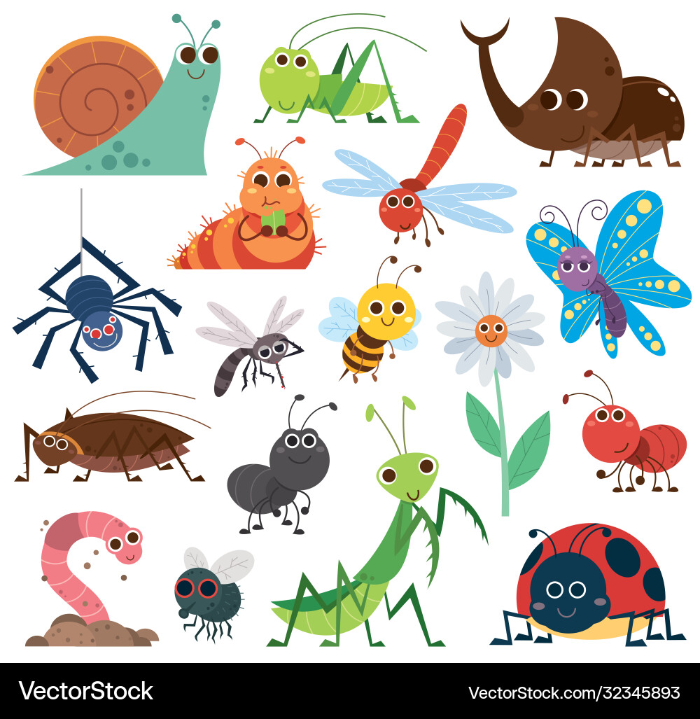 Vector Cartoon Insects Set Insects Clipart Stock Vector Insects