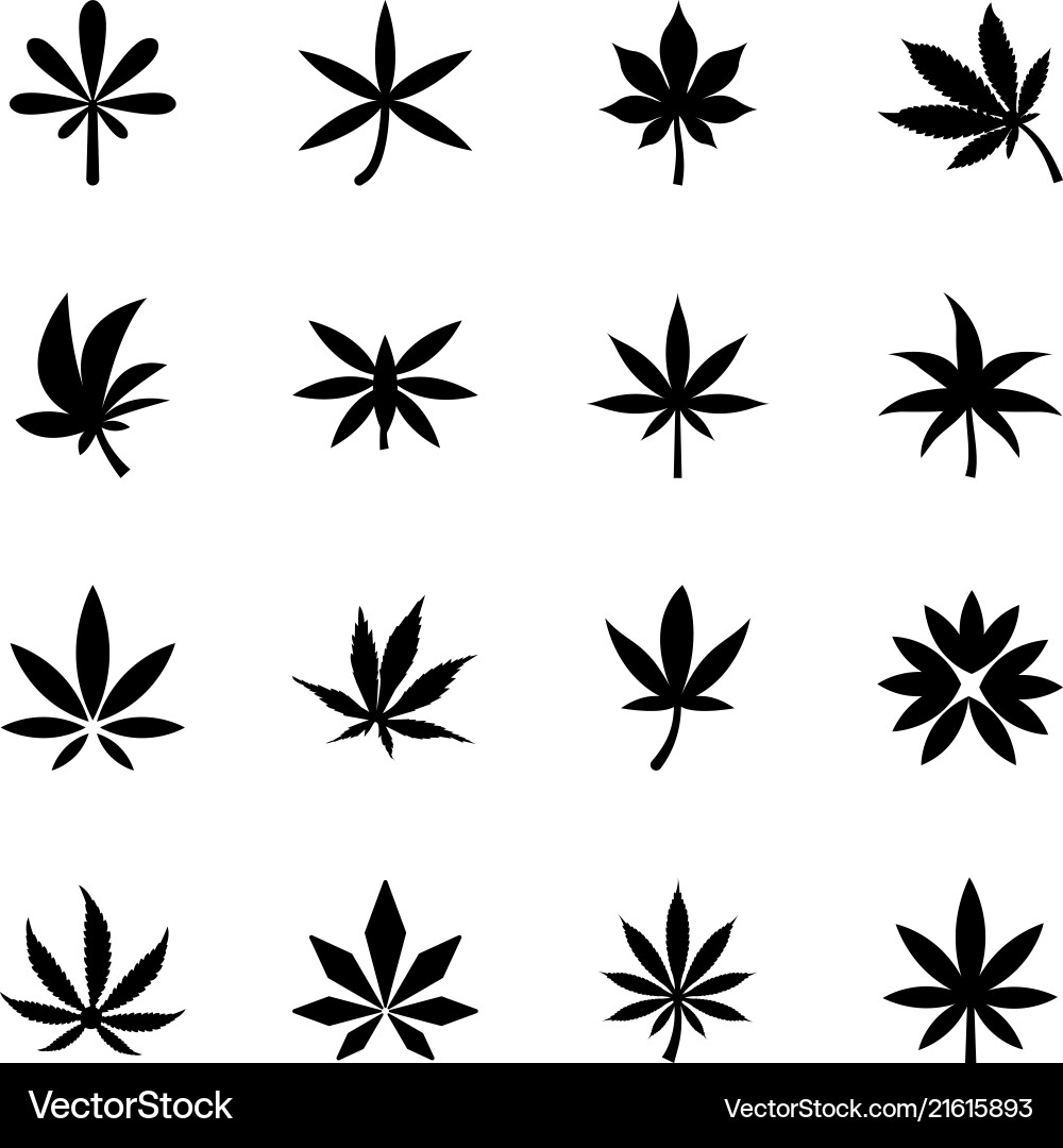 Marijuana Leaf Icons - Filled Set Royalty Free Vector Image