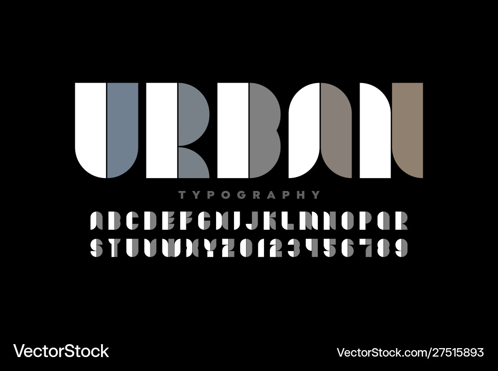 Modular style font alphabet letters and numbers Vector Image