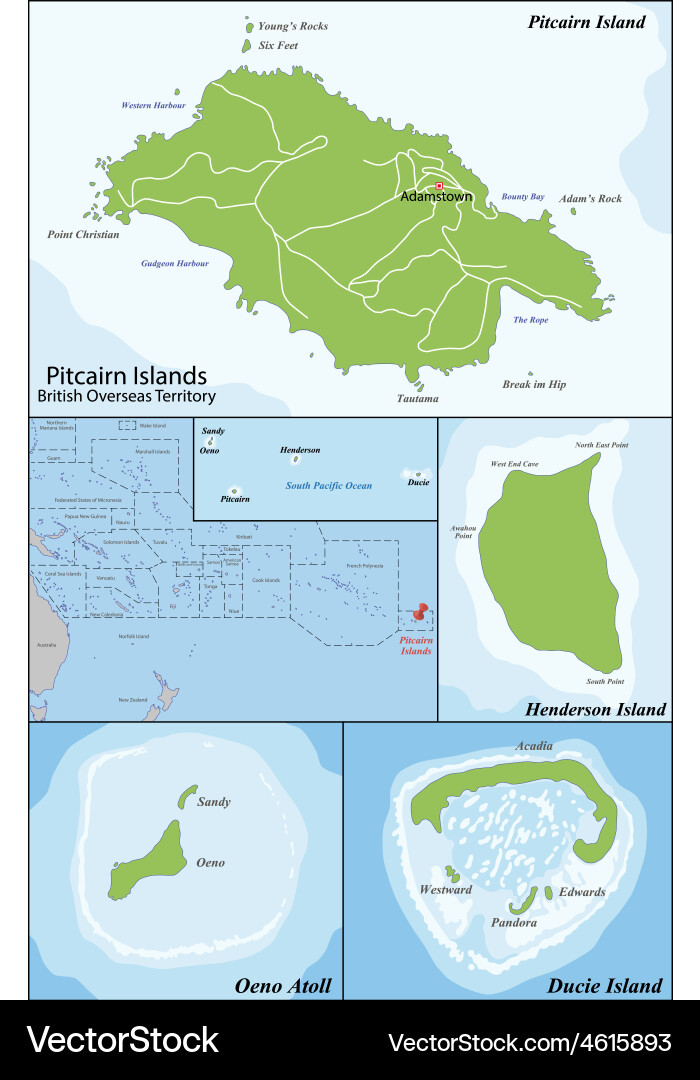 Pitcairn Islands Geographic Map Royalty Free Vector Image
