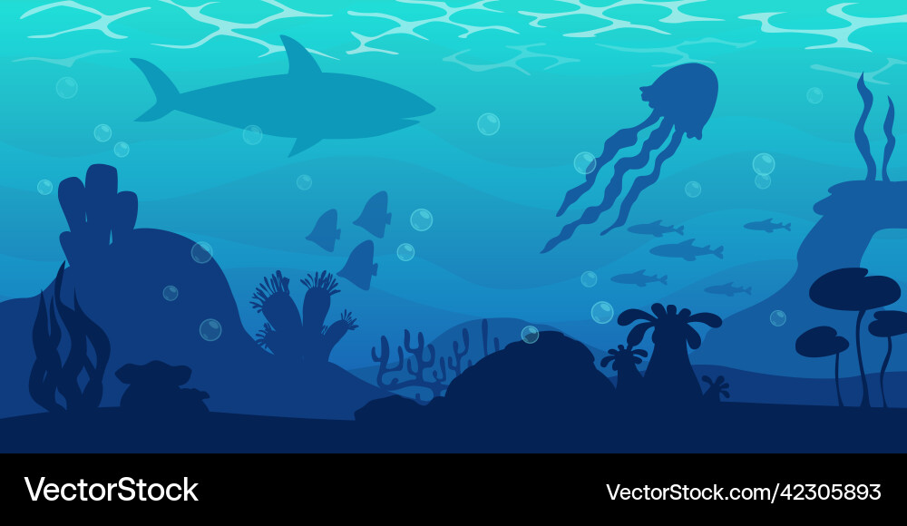 Underwater Blue Ocean Scene Royalty Free Vector Image