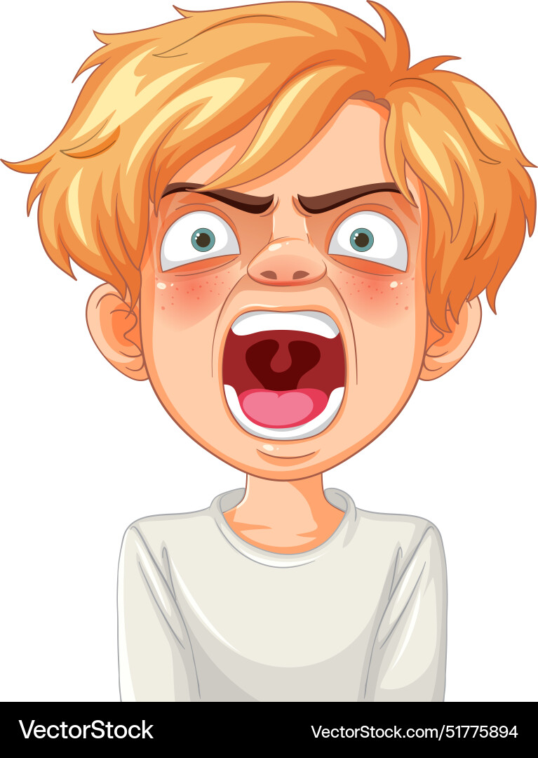 A boy expressing anger Royalty Free Vector Image