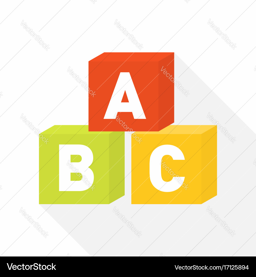 Abc blocks flat icon for education Royalty Free Vector Image