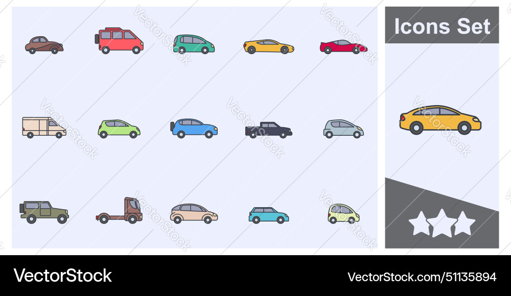 Car transportation icon set symbol collection Vector Image