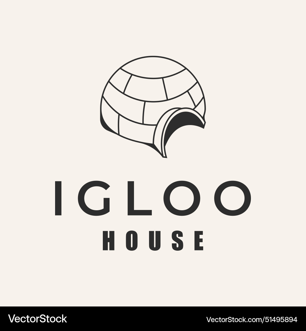 Igloo house line design art logo Royalty Free Vector Image