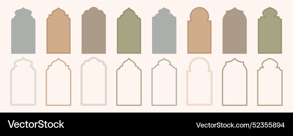 Islamic windows shape muslim architecture doors Vector Image