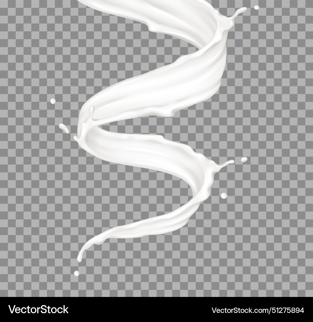 Liquid cream swirl with drops realistic Royalty Free Vector