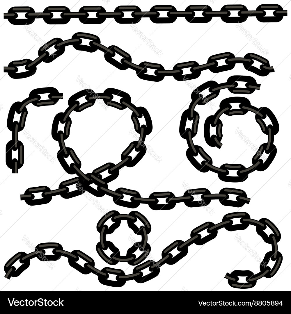 Metal chain set isolated Royalty Free Vector Image