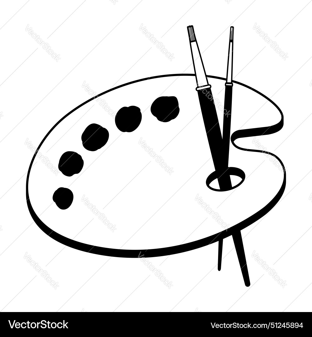 Painter palette and paint brushes icon symbol Vector Image