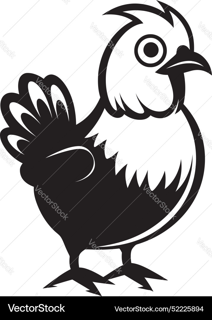 Plucky prowess sleek black icon featuring chicken Vector Image
