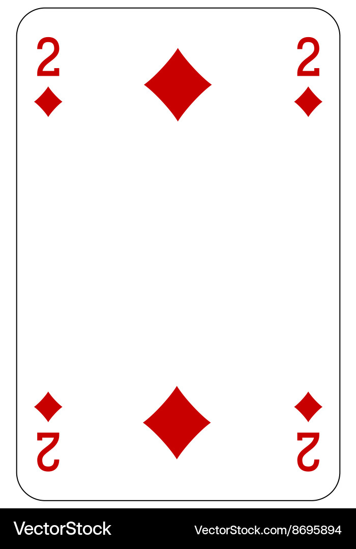 Poker playing card 2 diamond Royalty Free Vector Image