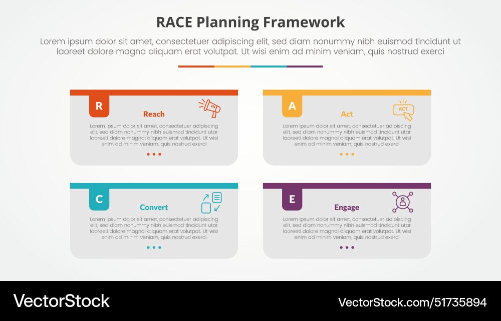 Race framework infographic concept for slide Vector Image