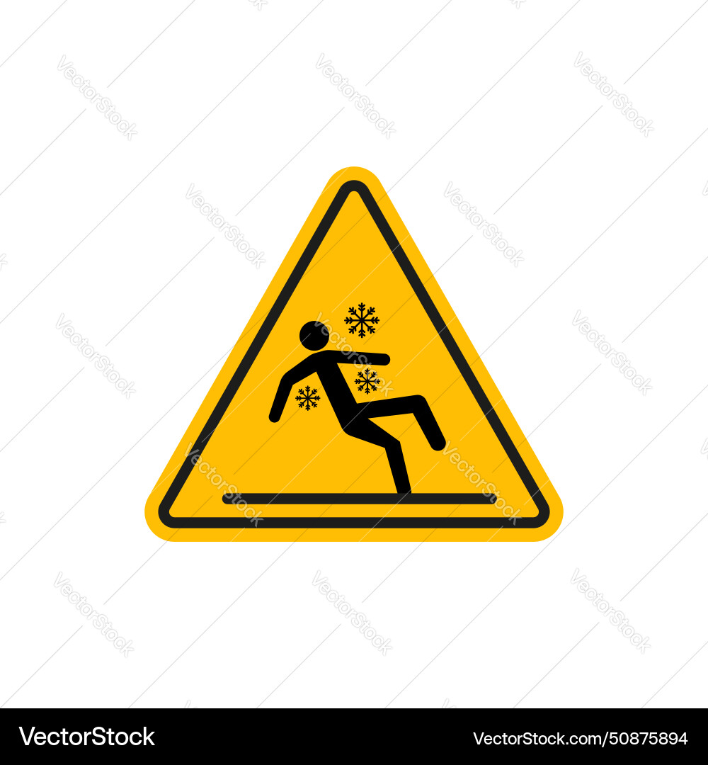 Slippery ice sign icon set caution for Royalty Free Vector