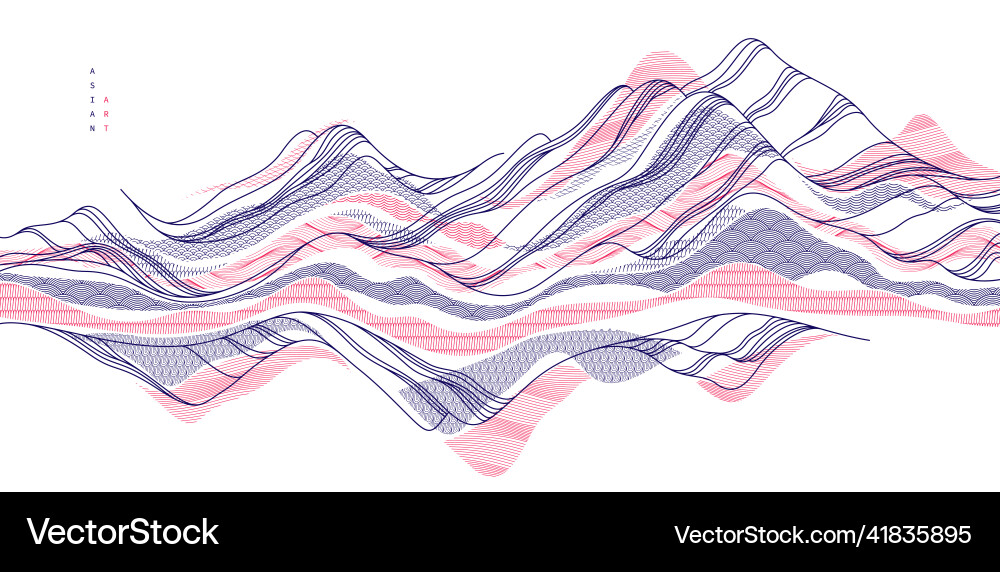 Asian Wave Landscape Royalty Free Vector Image