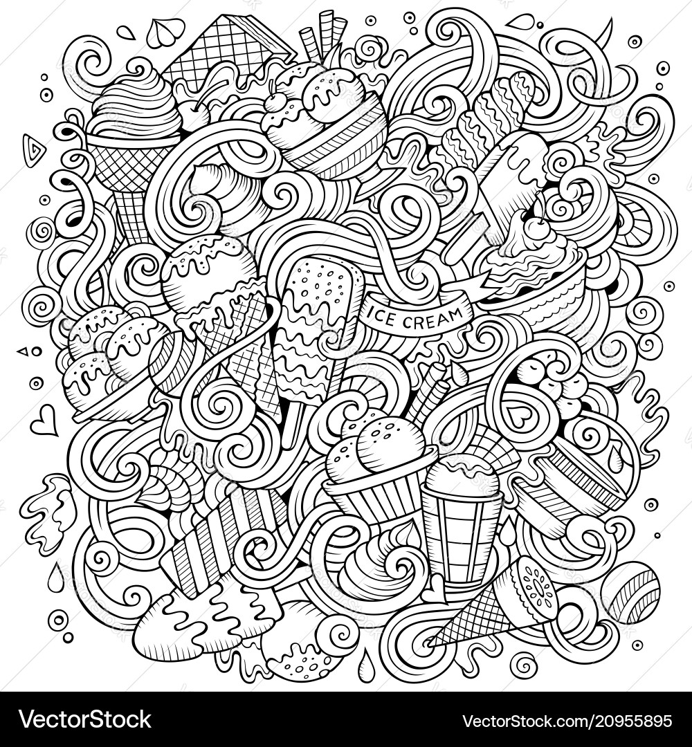 Cartoon hand-drawn doodles ice cream Royalty Free Vector