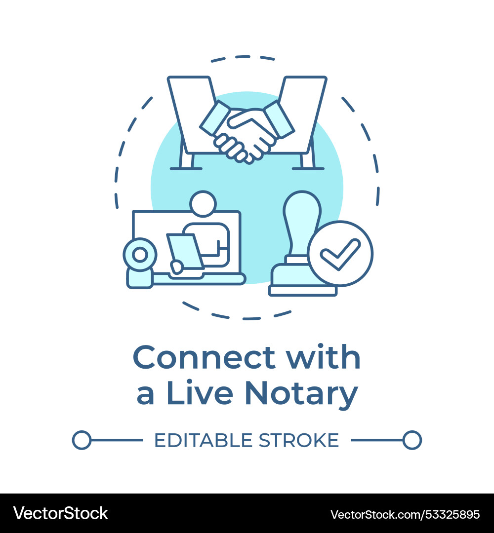 Connect with a live notary soft blue concept icon Vector Image