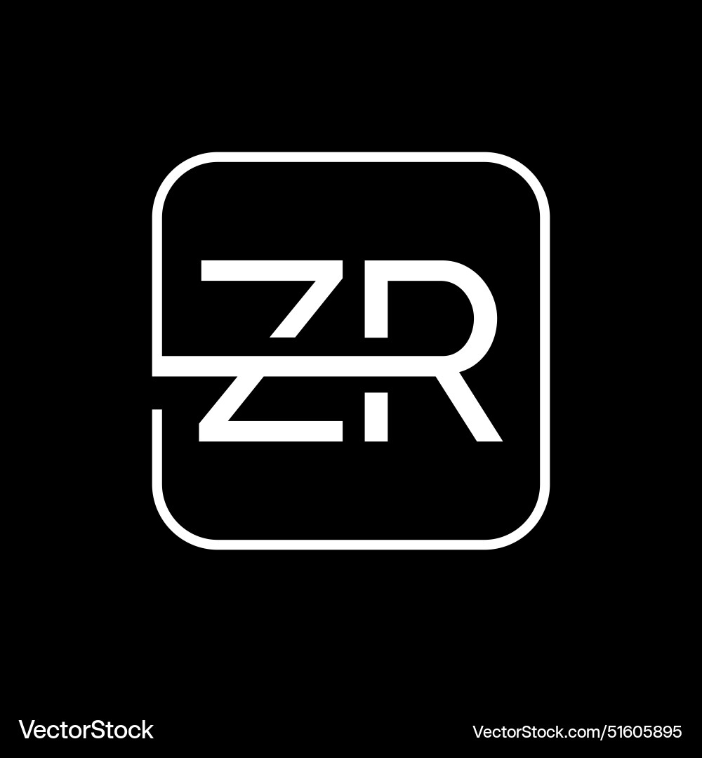 Initial zr letters square shape icon logo design Vector Image