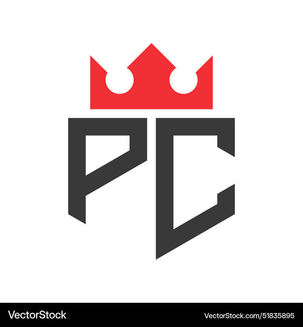 Letter pc crown logo Royalty Free Vector Image