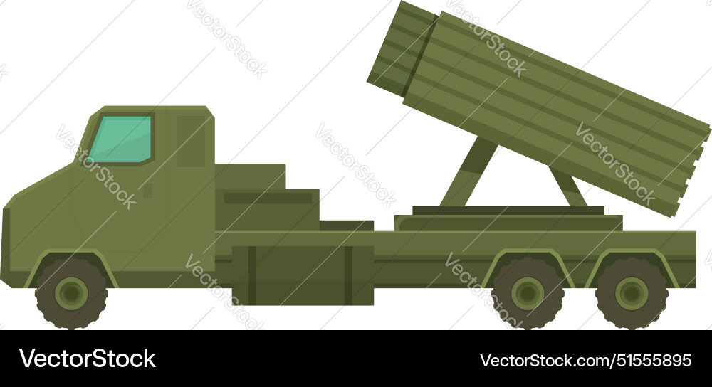 Military truck carrying launching rocket system Vector Image