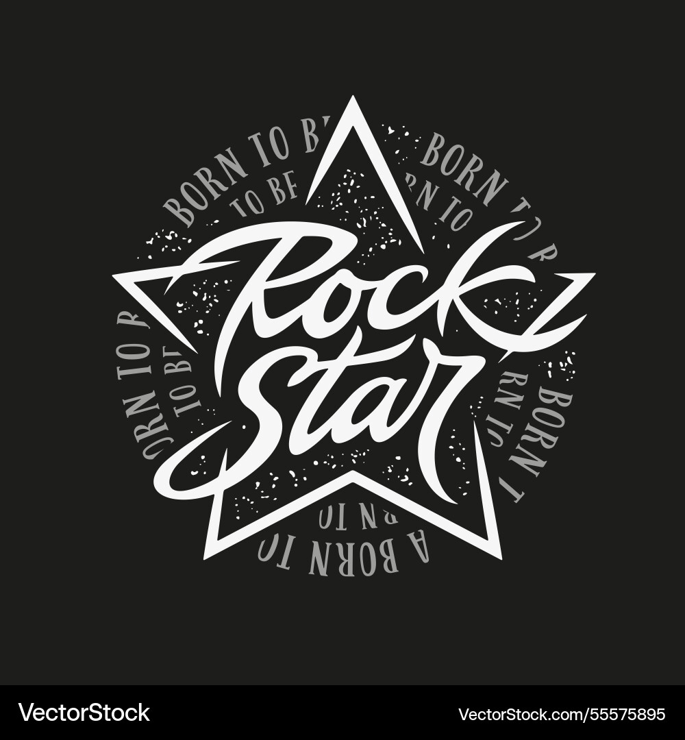 Rock Star Typography T-Shirt Royalty Free Vector Image