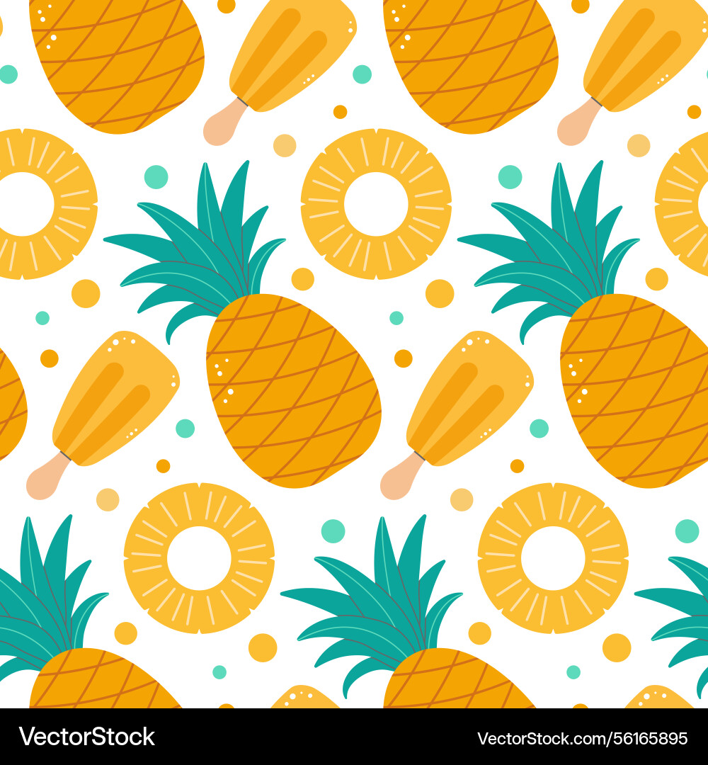 Seamless pattern with pineapples pineapple slices Vector Image