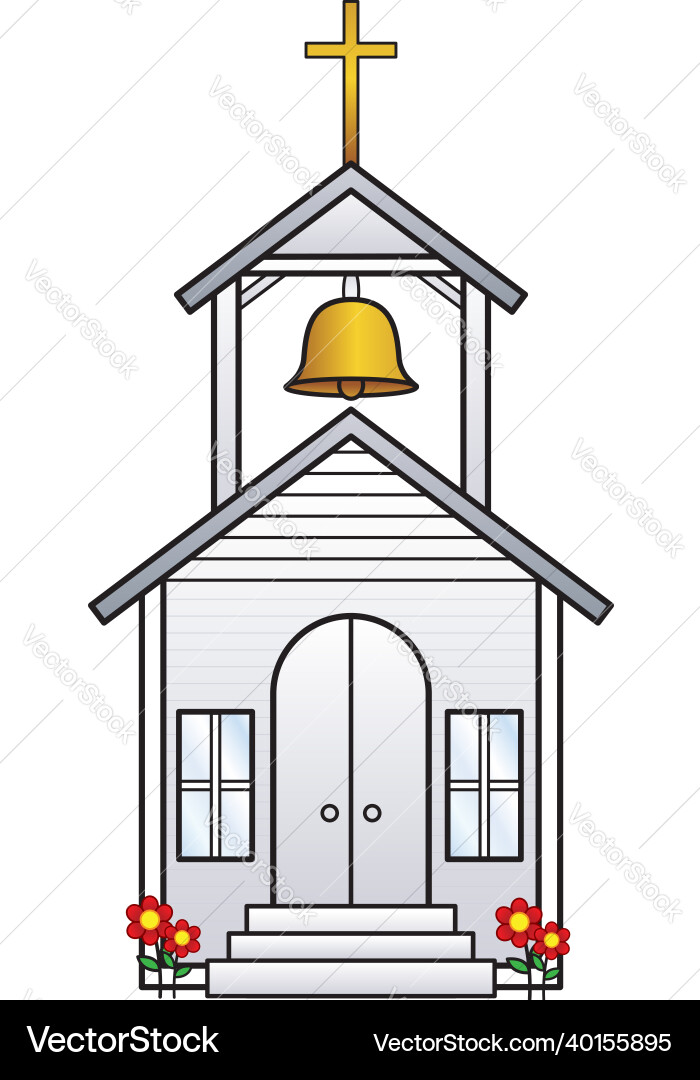 Simple cute cartoon chapel Royalty Free Vector Image