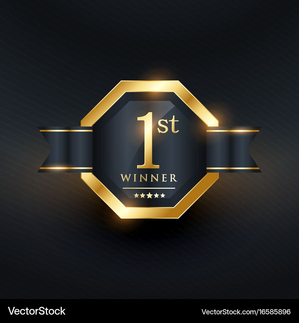1st winner golden label template Royalty Free Vector Image