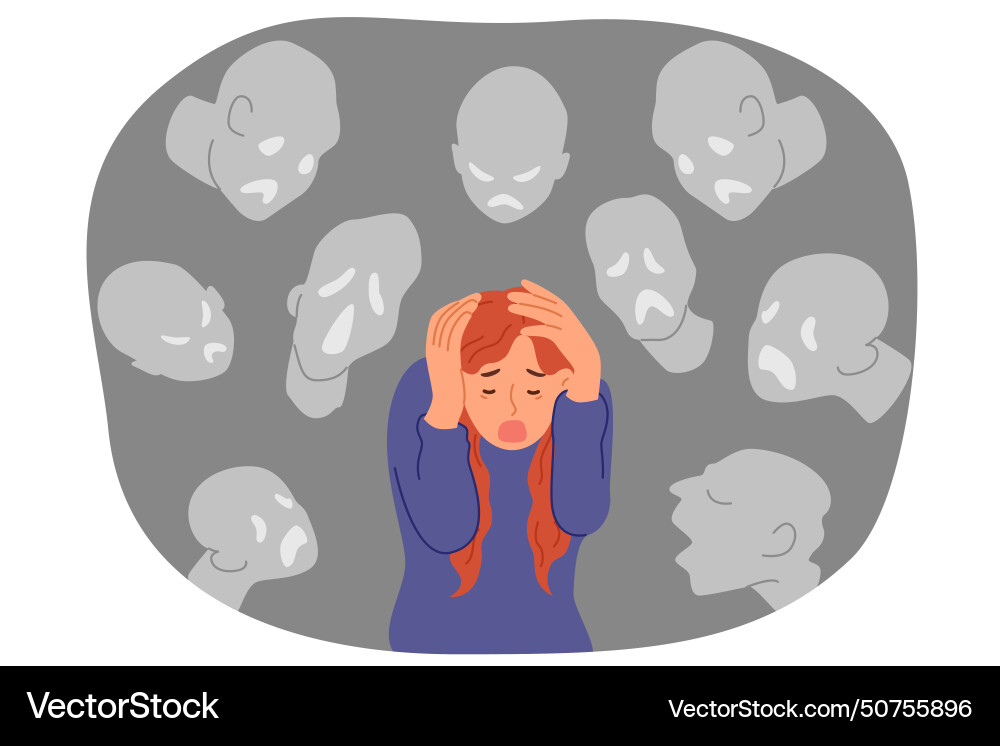 Girl has panic attack caused by hallucinations Vector Image