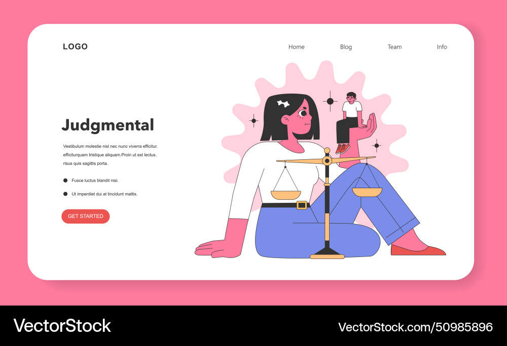 Judgmental personality trait flat Royalty Free Vector Image