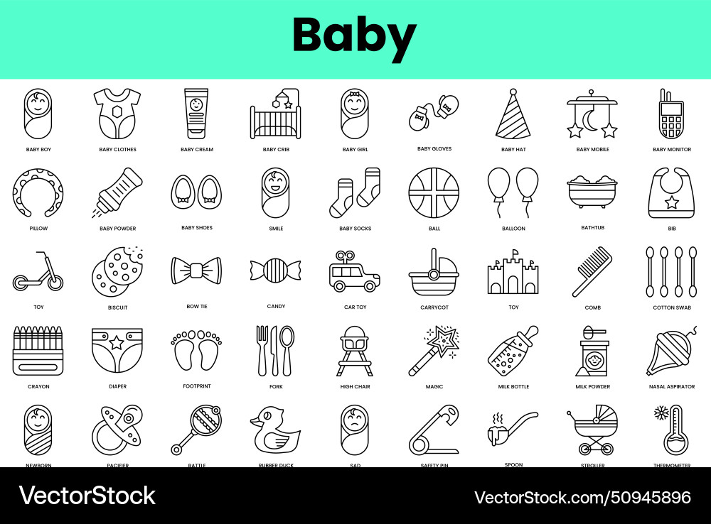 Set of baby icons linear style icon bundle Vector Image