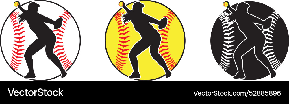 Softball girl baseball cut file Royalty Free Vector Image