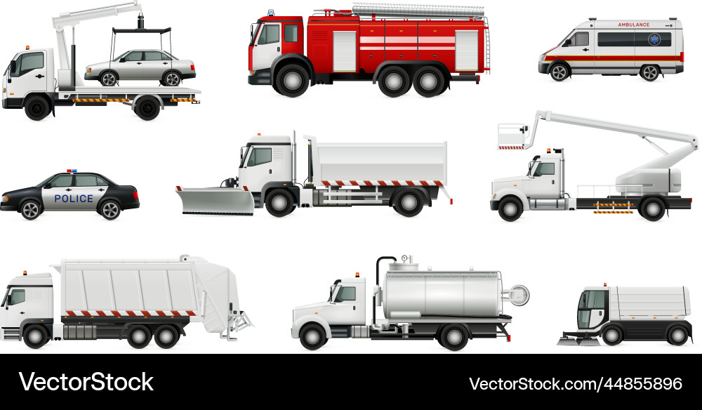 Special vehicles realistic set Royalty Free Vector Image