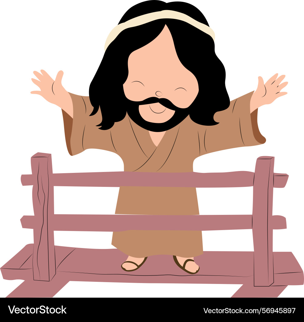 Cute jesus with a bridge Royalty Free Vector Image