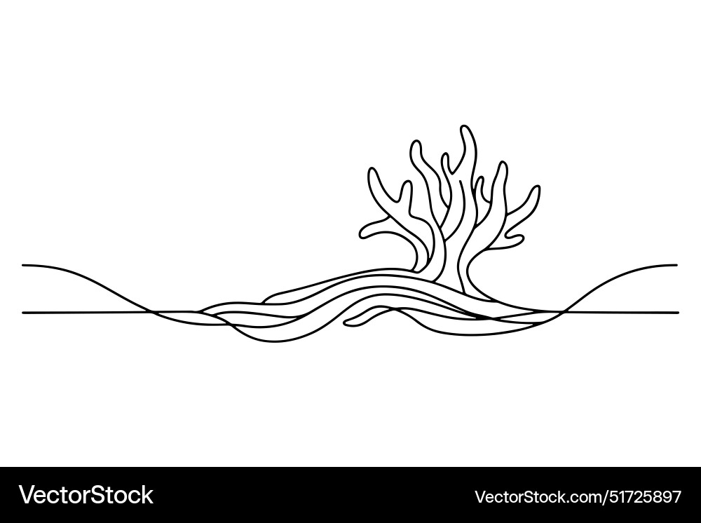 Driftwood continuous line art on white background Vector Image