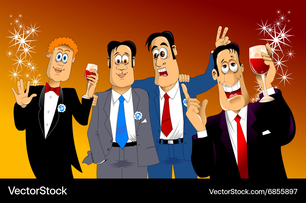 Four friends at a party Royalty Free Vector Image