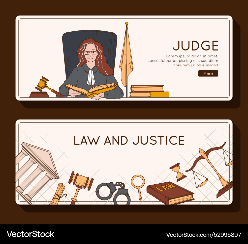 Hand drawn judge horizontal banner template set Vector Image